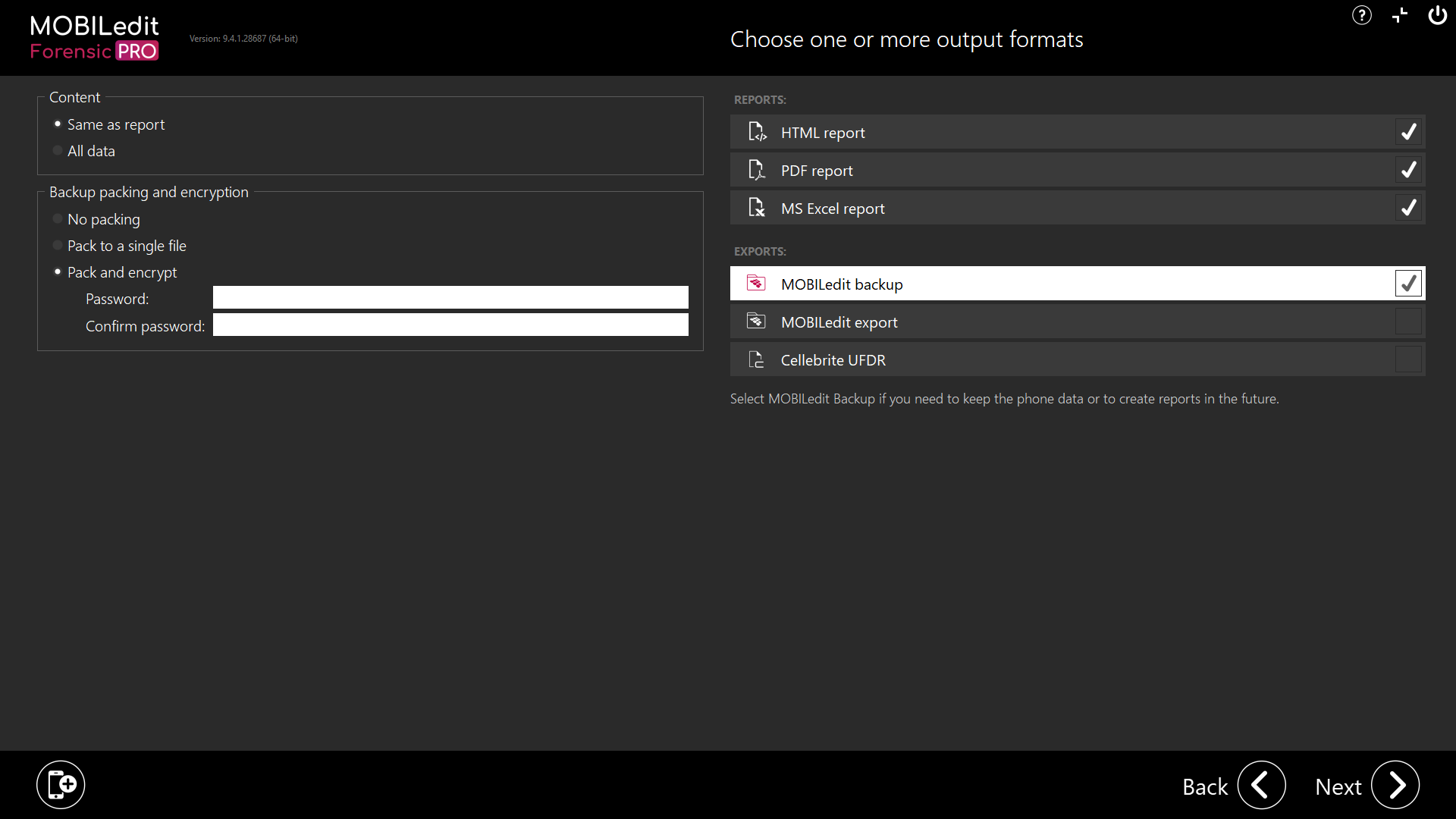 Outputs - reports, exports, and backups